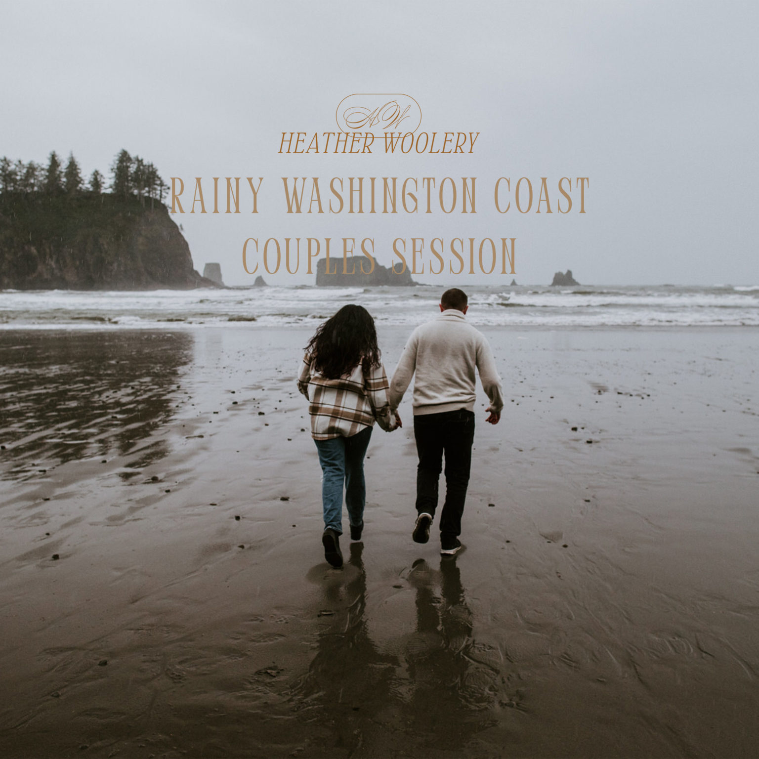 Rainy Coastal Washington Couples Session - Heather Woolery Photography